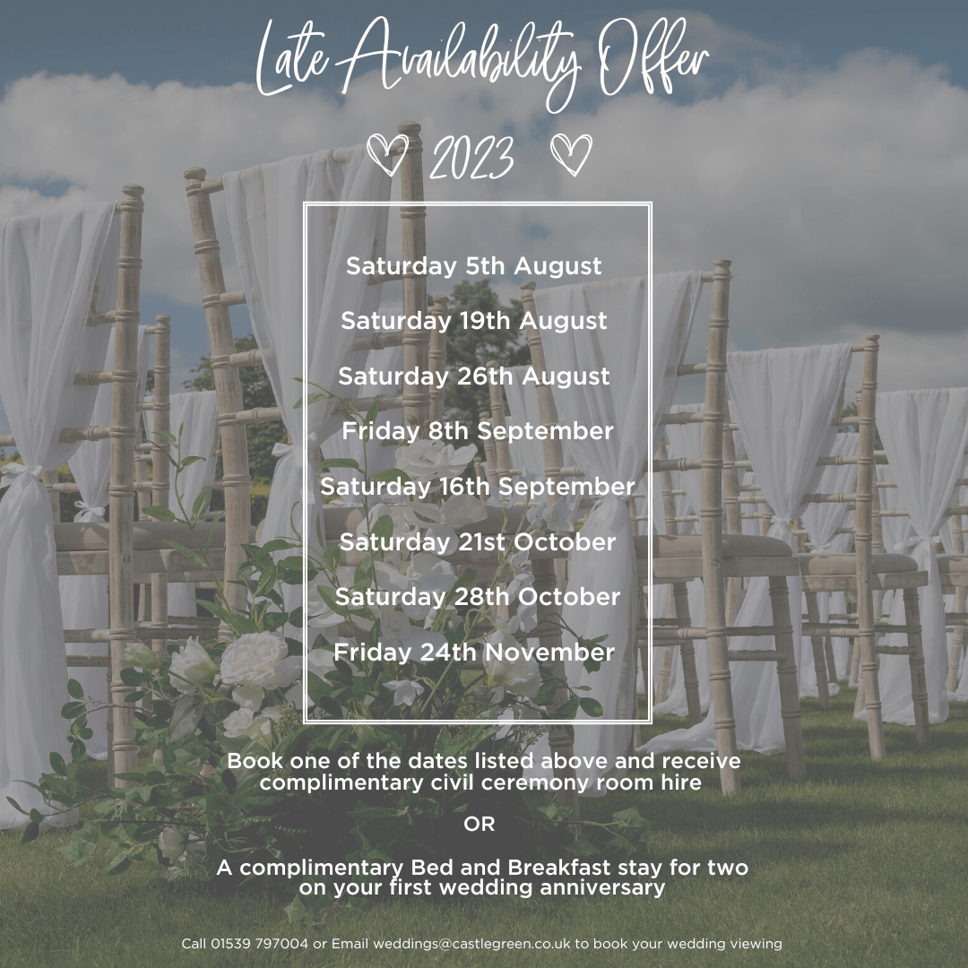 LATE AVAILABILITY – Castle Green Hotel